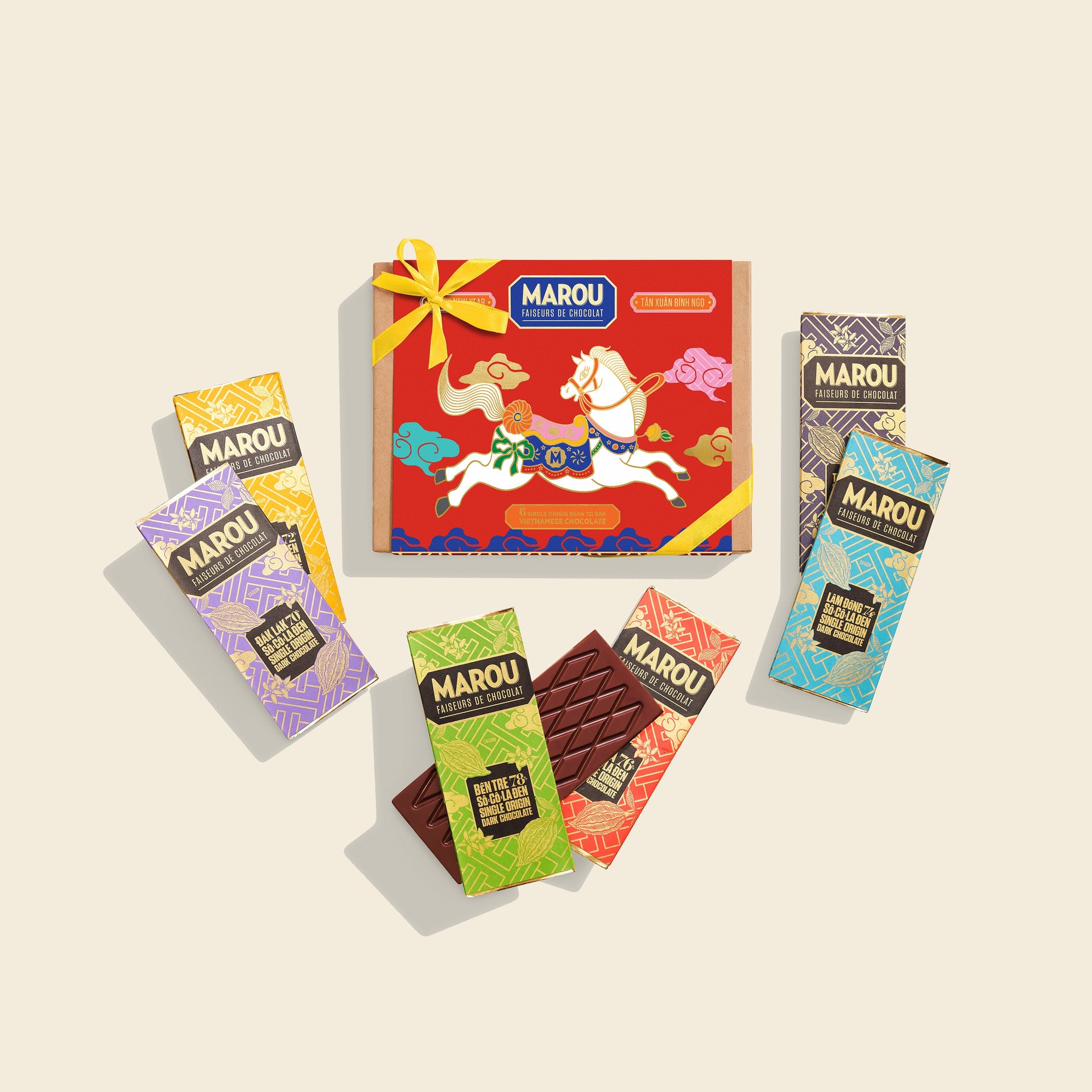 6 Single Origin Chocolate Mini Bars Gift Box – Tết Edition – Marou ...