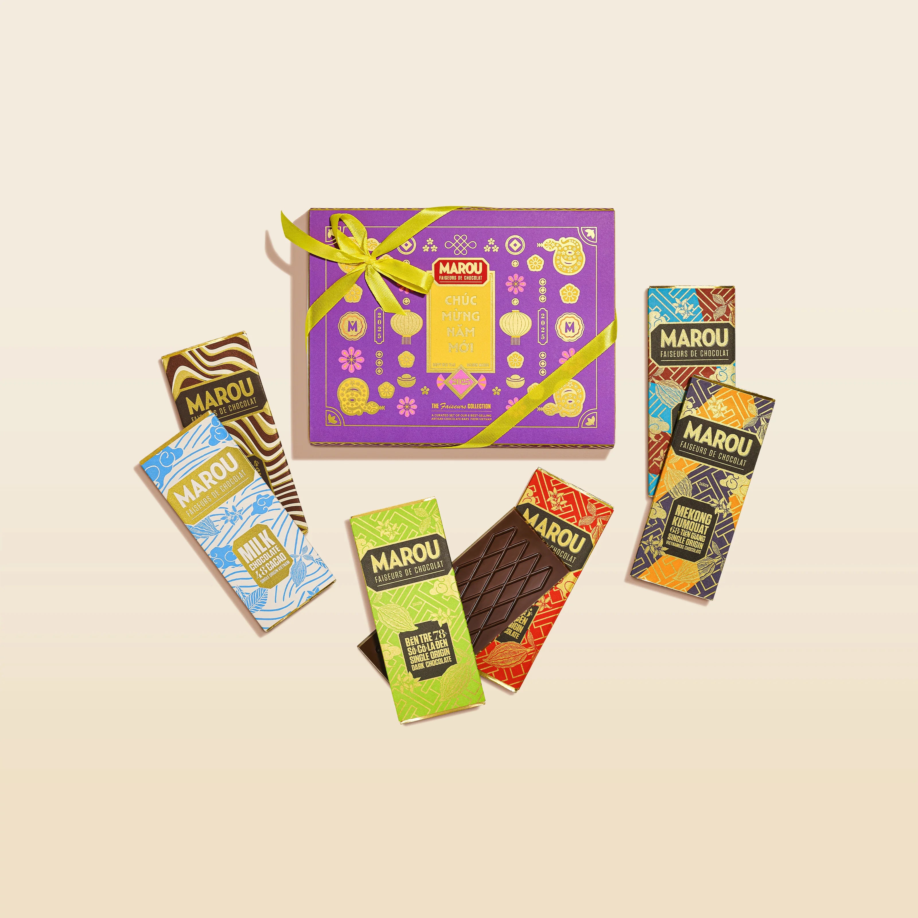 The Faiseurs Collection 6 Chocolate Mini Bars Gift Box – Tết Edition ...